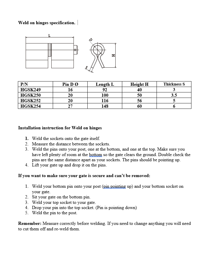 Heavy Duty Swing Gate Shackle Weld-on Hinges | 16mm TigerLink Heavy Duty Swing Gate Shackle Weld-on Hinges | 16mm TigerLink